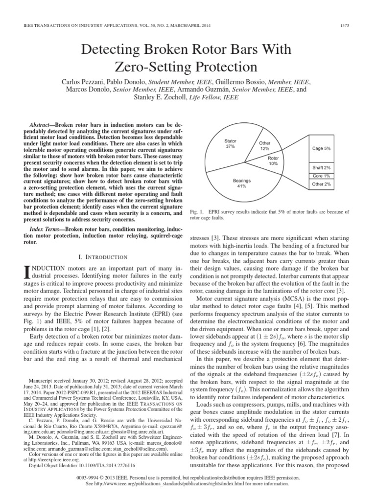 Detecting Broken Rotor Bars With Zero Setting Protection Pdf