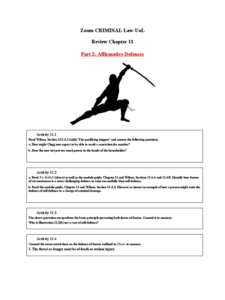 Chapter 11-CRIMINAL Law-UoL | PDF | Coercion | Murder