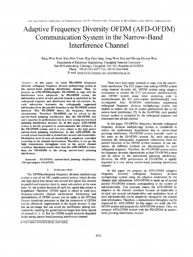 Adaptive Frequency Diversity OFDM (AFD-OFDM) Communication System in ...