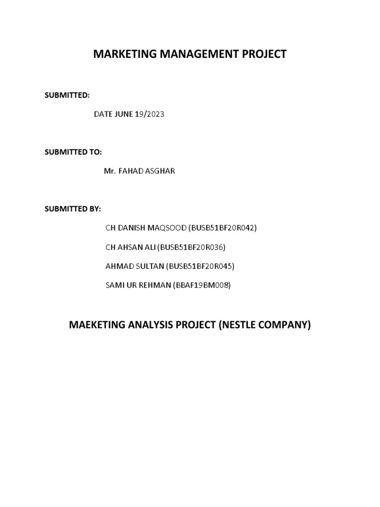 Marketing Management Project | PDF | Brand | Nestlé