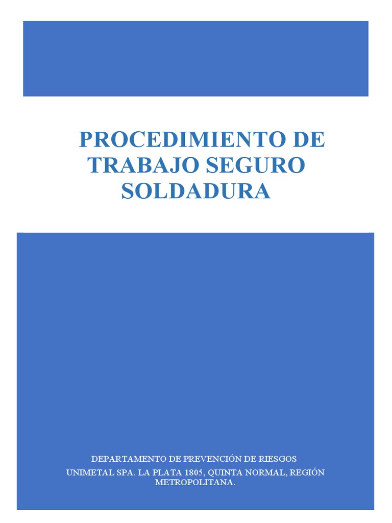 Procedimiento Trabajo Seguro Soldadura | PDF | Soldadura | Construcción
