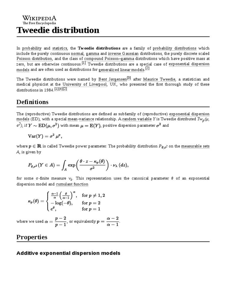 Tweedie Distribution | PDF | Analysis | Mathematical Objects