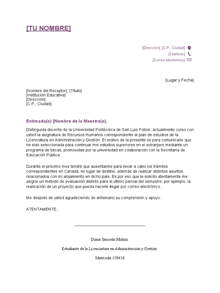 Carta Formal para Un Maestro | PDF