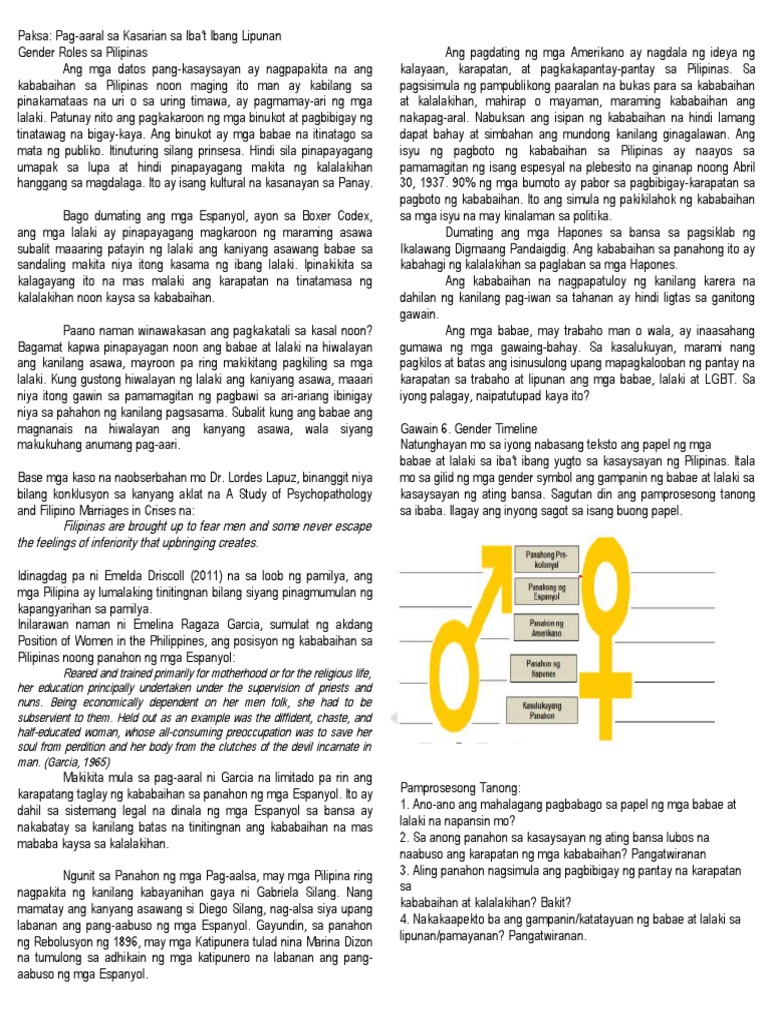 Pag Aaral Sa Kasarian Sa Iba't Ibang Lipunan | PDF