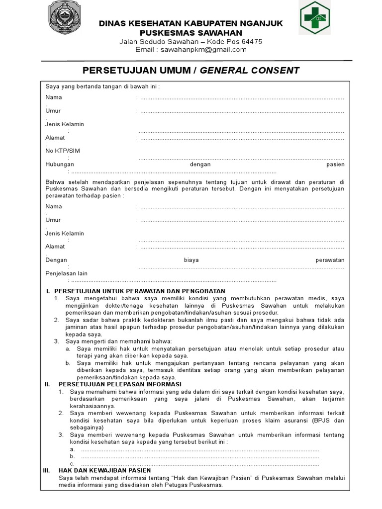 RM 08 Persetujuan Umum (General Consent) | PDF | Pengelolaan Keuangan & Uang | Hukum