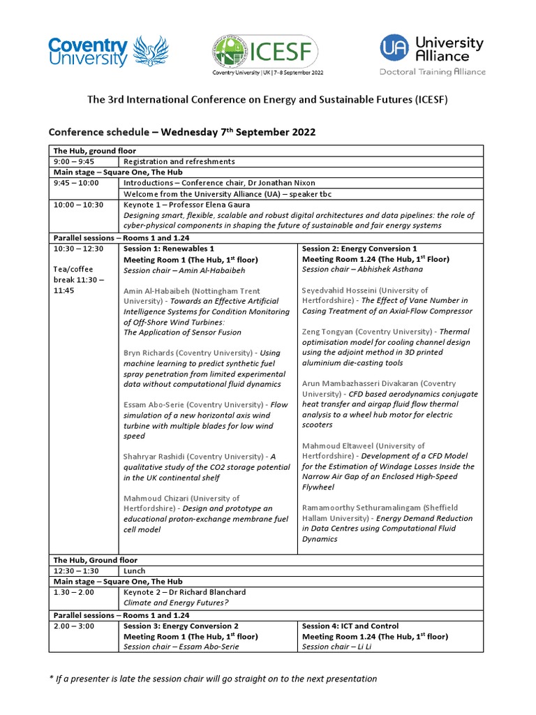 ICESF 2022 Conference Schedule | PDF