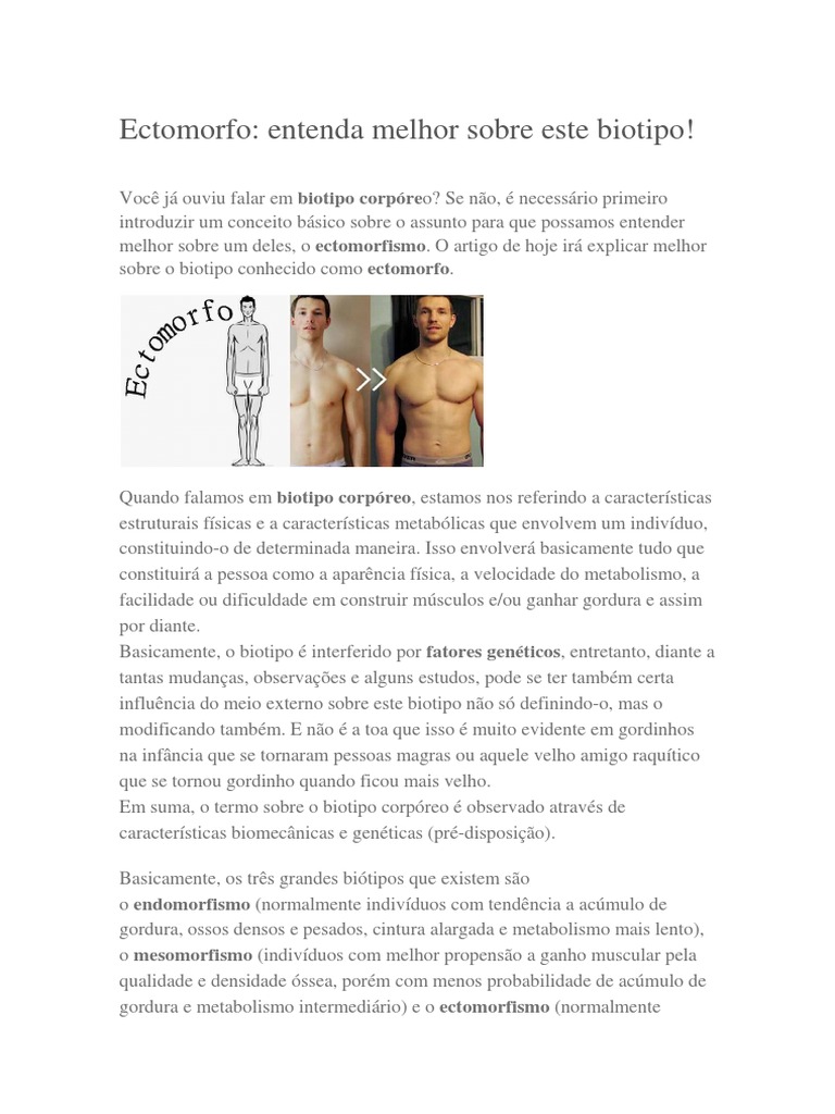 ECTOMORFO | PDF | Músculo esquelético | Alimentos