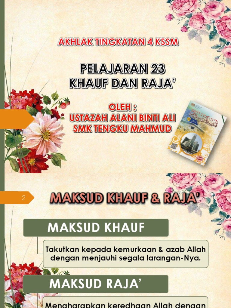 Akhlak Tg4 KSSM Pel 23 Khauf Dan Raja' | PDF