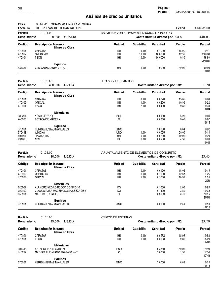04 Unitarios | PDF | Construyendo tecnología | Ingeniería de Edificación