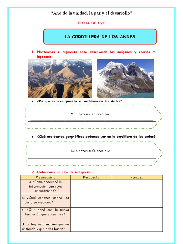 Ficha Cyt Mart 11 La Cordillera de Los Andes | PDF | Andes