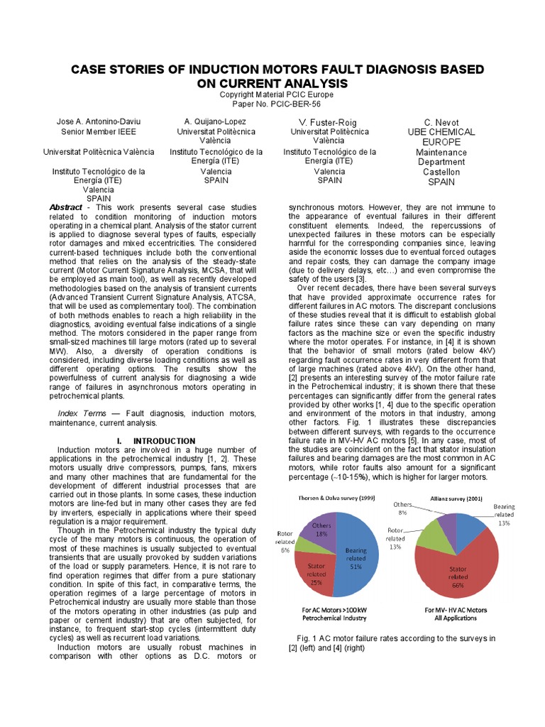 Ber 56 Case Stories Of Induction Motors Fault Diagnosis Based On Current Analysis Pdf