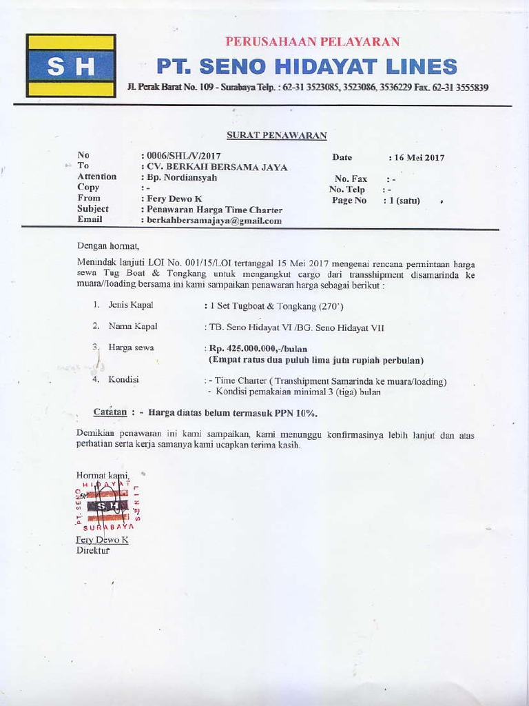 Penawaran Time Charter | PDF
