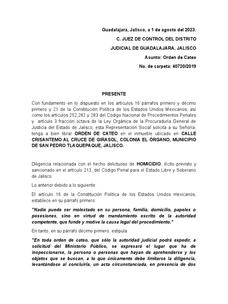 Orden de Cateo - Ats | PDF | Juez | Justicia