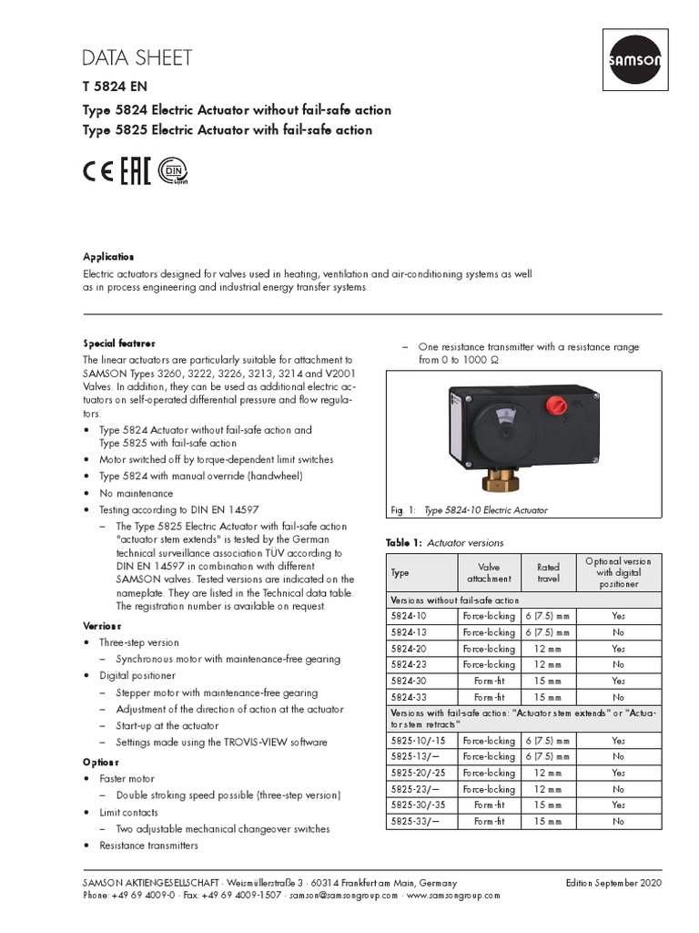 SAMSON Electric Actuators Overview | PDF | Valve | Actuator