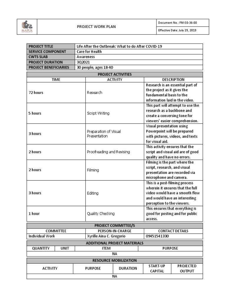 CWTS Project Work Plan | PDF | Computing