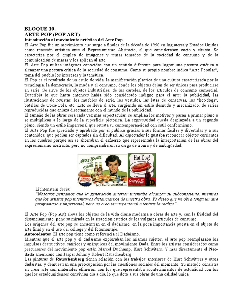 Historia y Evolución del Arte Pop | PDF | Andy Warhol | Las artes