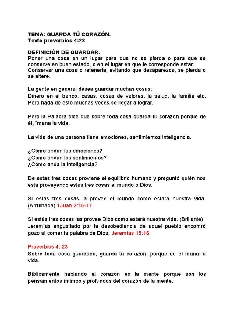 Guarda Tu Corazon | PDF