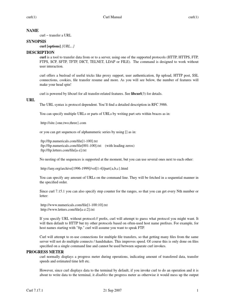 Curl | PDF | File Transfer Protocol | Transport Layer Security