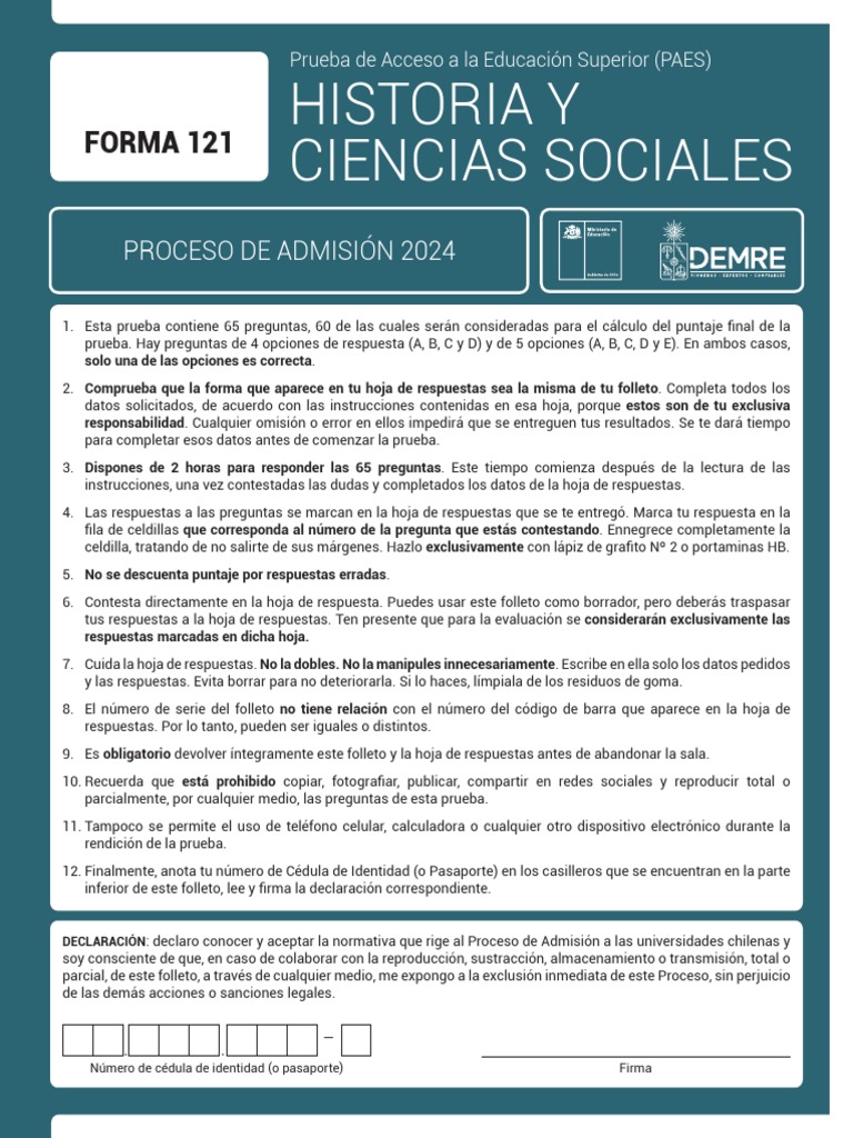 2024 23 06 22 Paes Invierno Oficial Historia p2024 | PDF | Chile ...