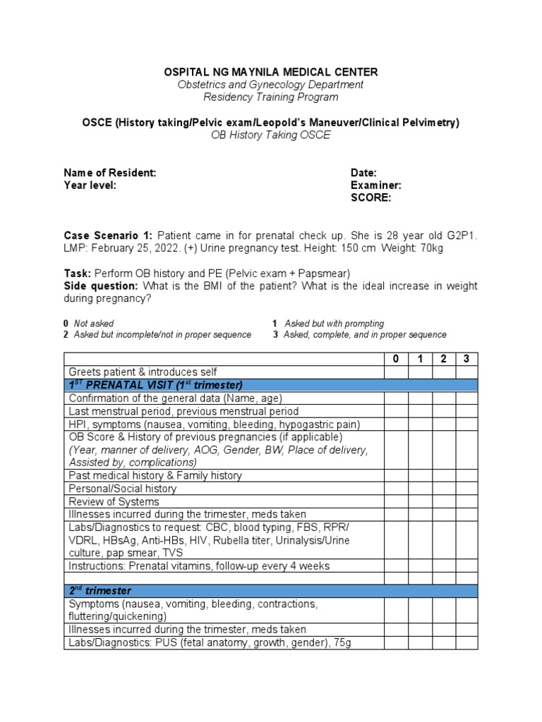 OSCE 2022 Evaluation Forms 2 | Download Free PDF | Childbirth | Pregnancy