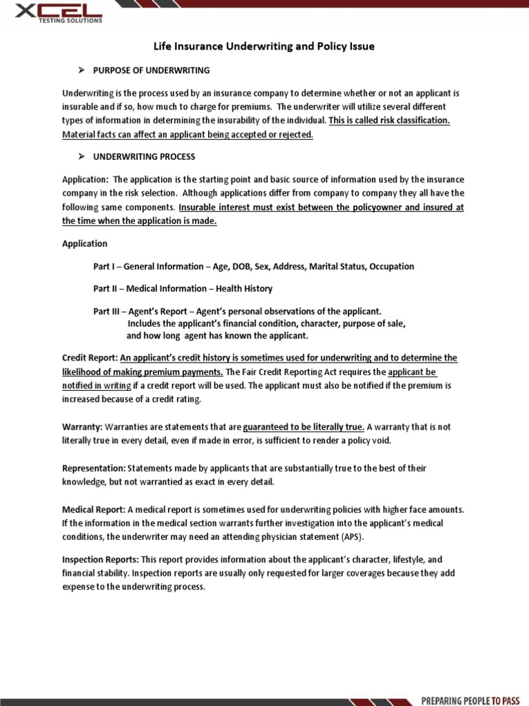 Cliff Notes - PM UW Policy Issue | PDF | Insurance | Underwriting