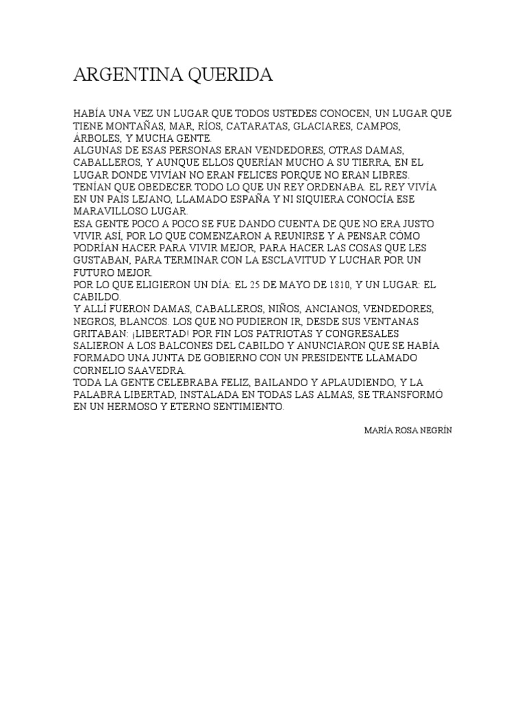 Cuento Argentina Querida | PDF