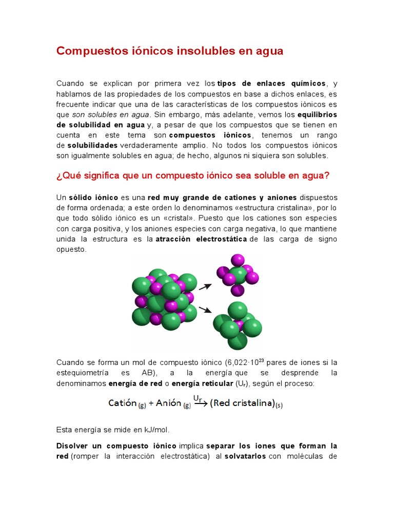 Compuestos Iónicos Insolubles en Agua | Descargar gratis PDF ...
