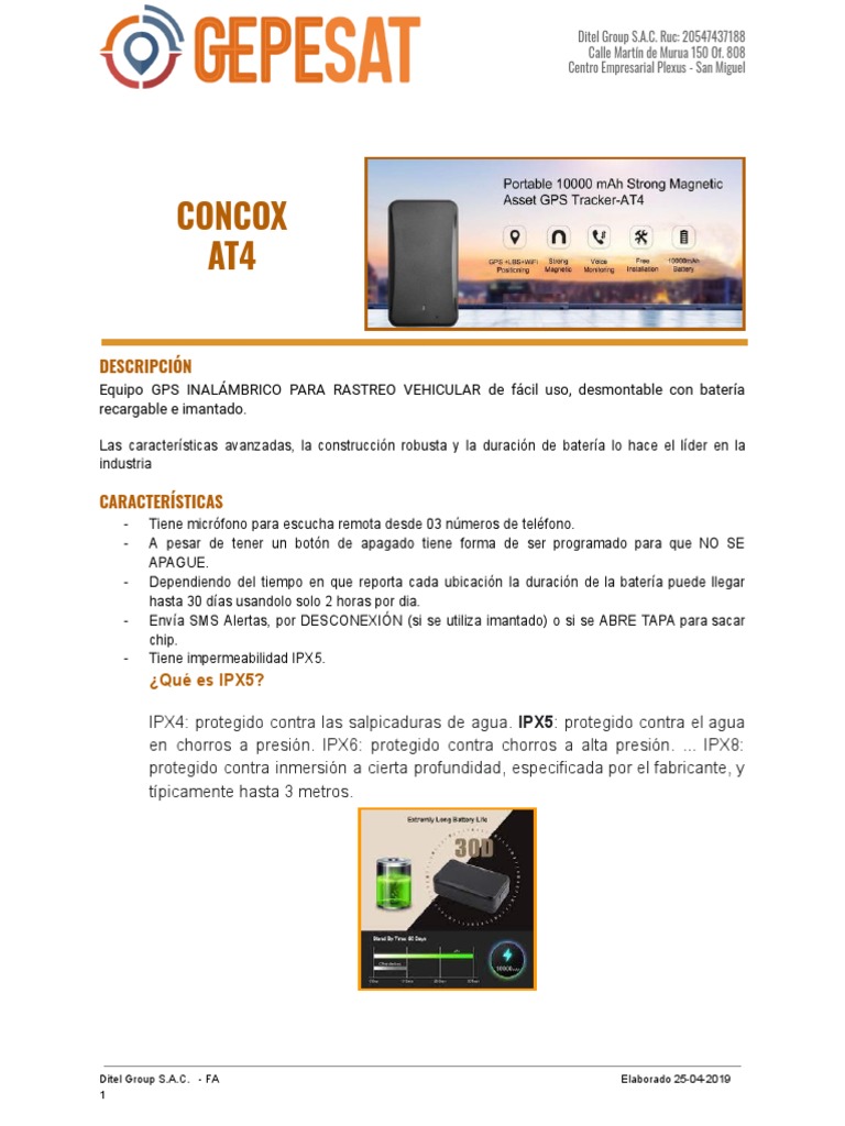 CONCOX AT4 ESPECIFICACIONES TECNICAS | PDF | Telecomunicaciones ...
