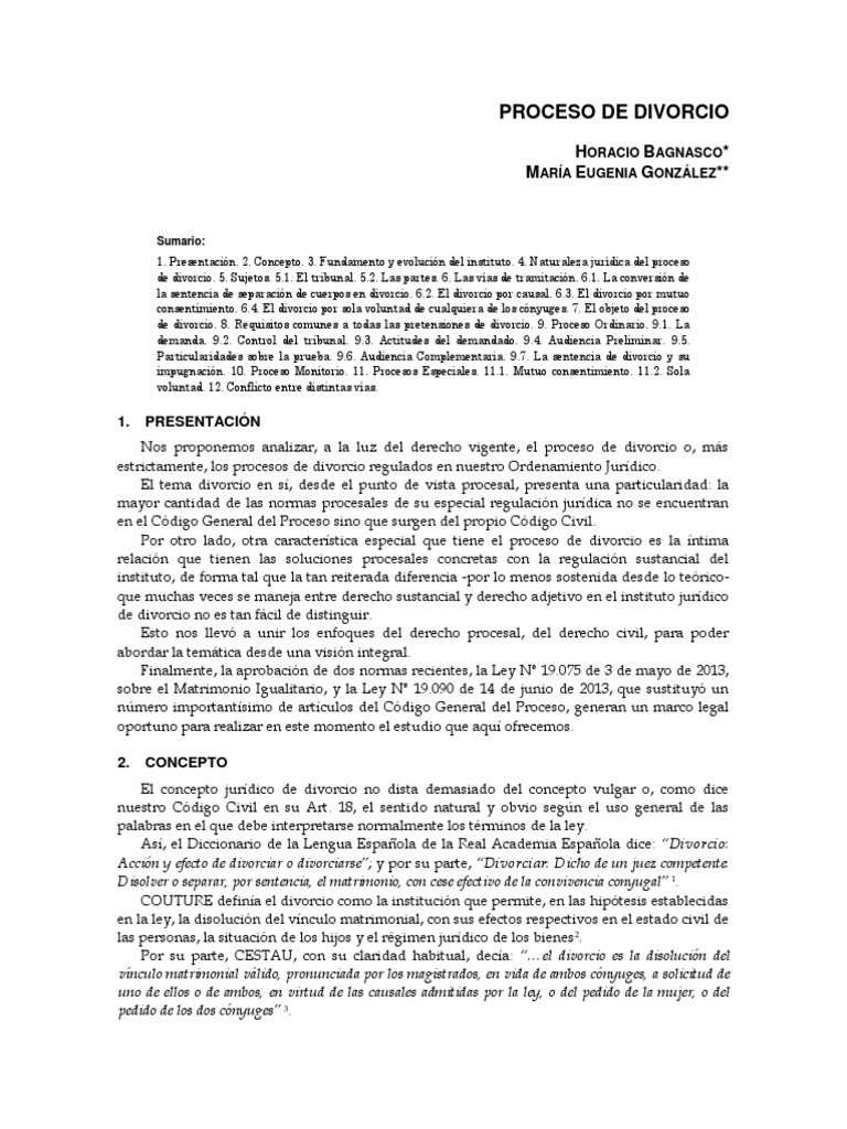 Proceso de Divorcio - Bagnasco-gonzaLez | PDF Proceso de Divorcio - Bagnasco-gonzaLez | PDF
