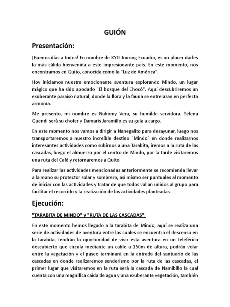 Tabrajo grupal-Guión-CITUR | PDF