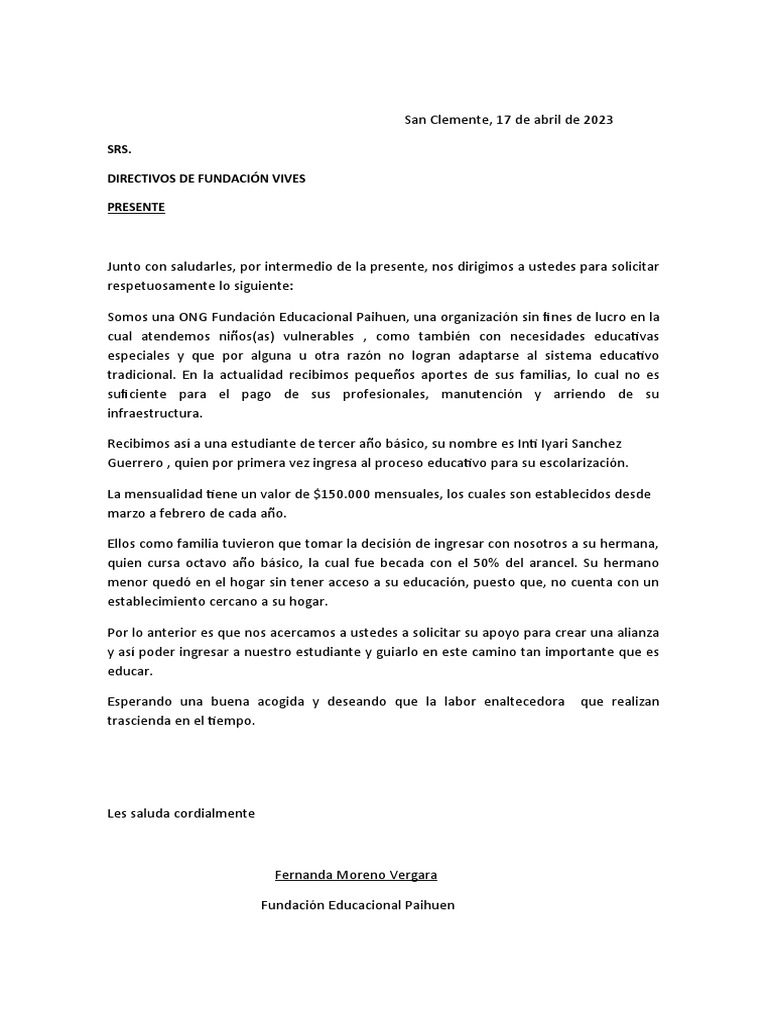 Carta para Beca | PDF