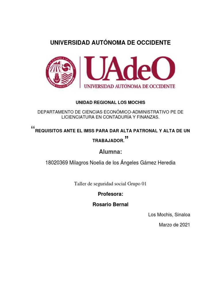 Requisitos Ante El Imss para Dar Alta Patronal y Alta de Un Trabajador ...