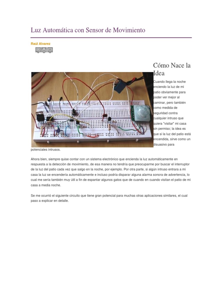 Luz Automatica Con Sensor De Movimiento Pdf Relé Transistor