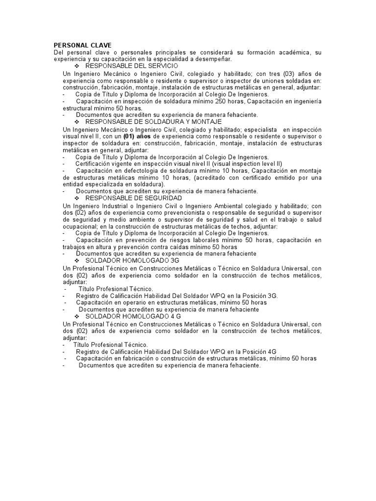 Personal Clave | PDF | Soldadura | Construcción