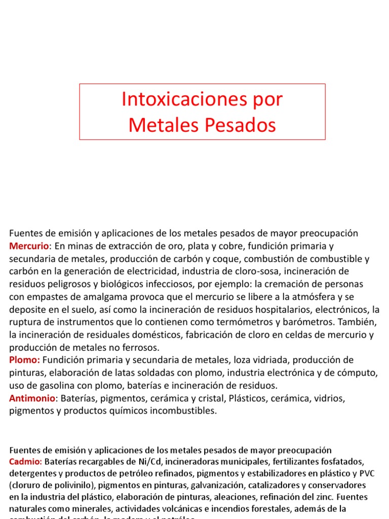 Intoxicación por Metales Pesados | PDF | Mercurio (Elemento) | Cadmio