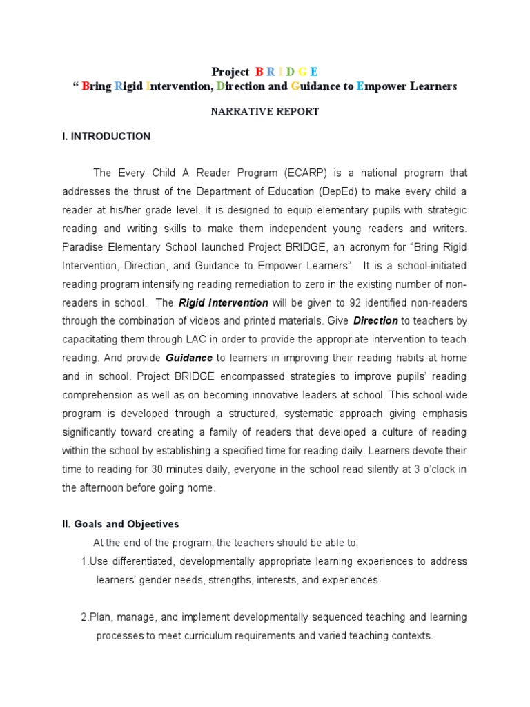 Narrative-Report of Bridge Program | PDF