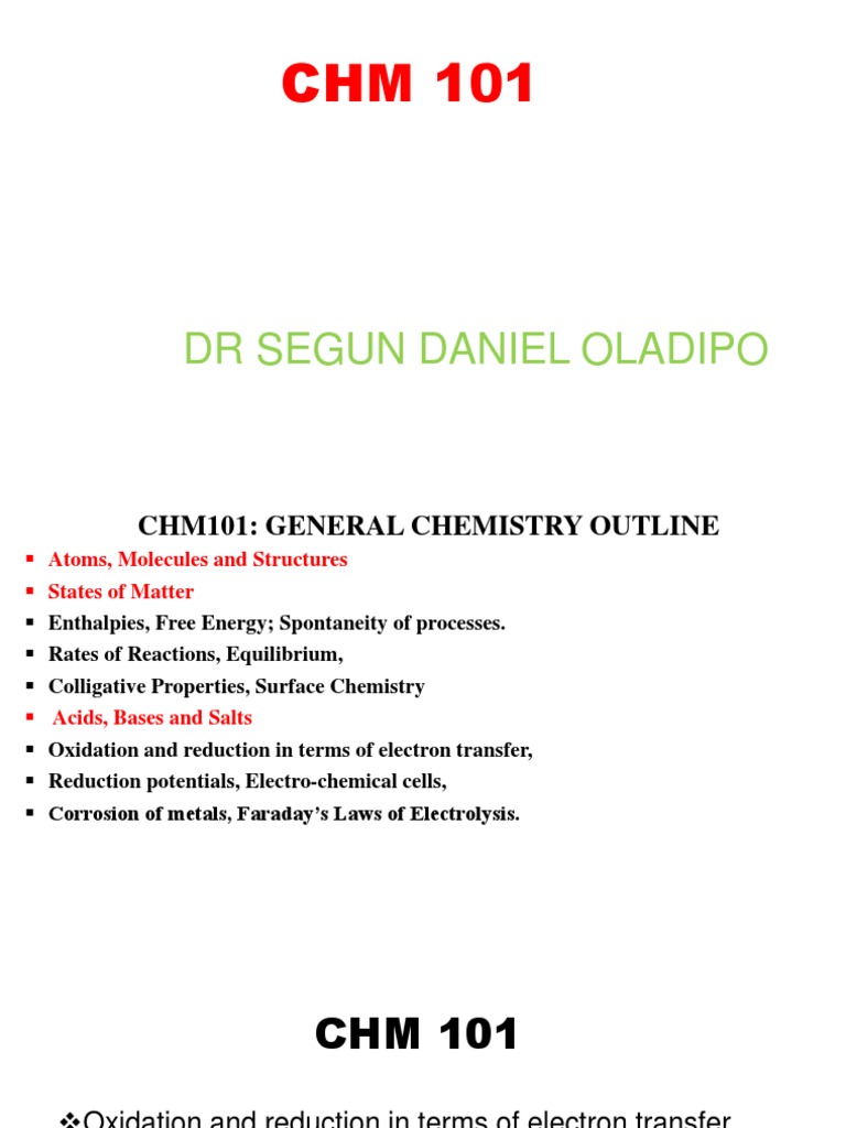 Chm 101 Faraday S Laws Of Electrolysis Pdf Redox Electrochemistry