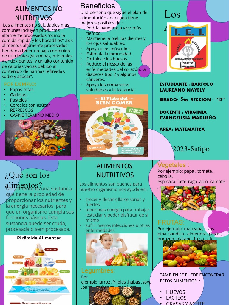 Triptico de Matematica Completo | PDF | Alimentos | Nutrición