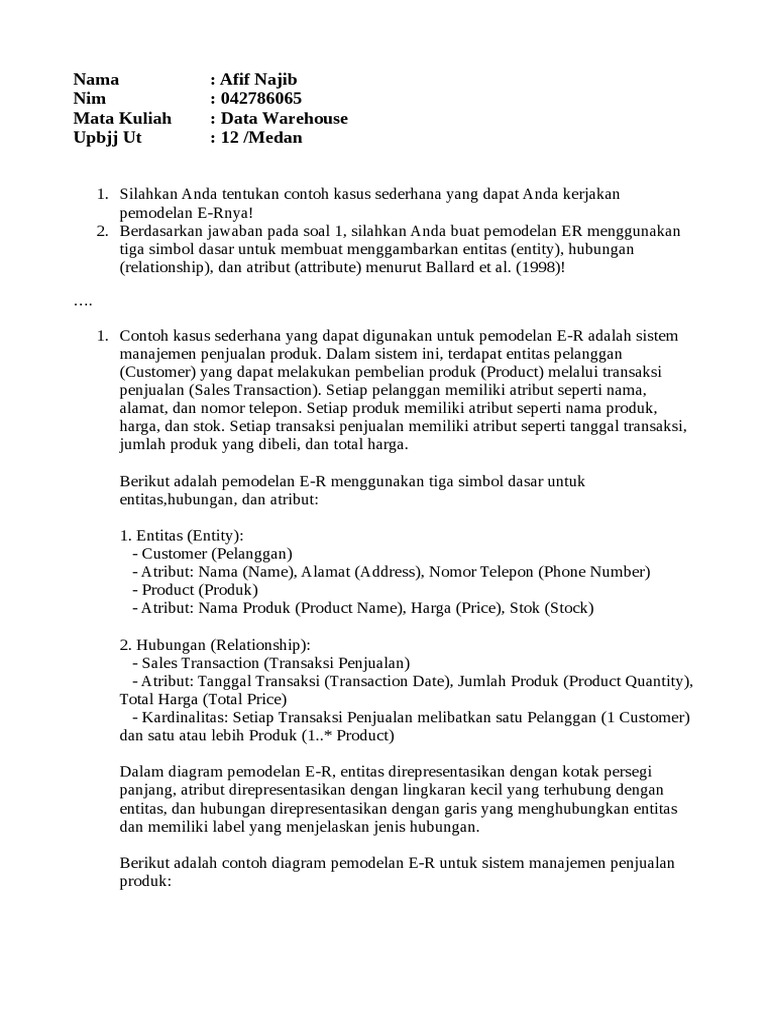 Tugas 2 Data Warehouse - 042786065 | PDF