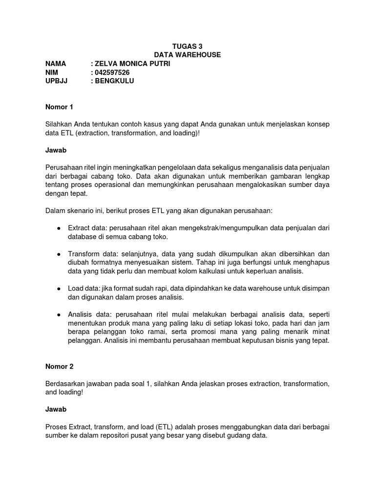Proses ETL dalam Data Warehouse Ritel | PDF