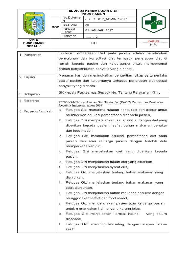 Spo Edukasi Pembatasan Diet | PDF
