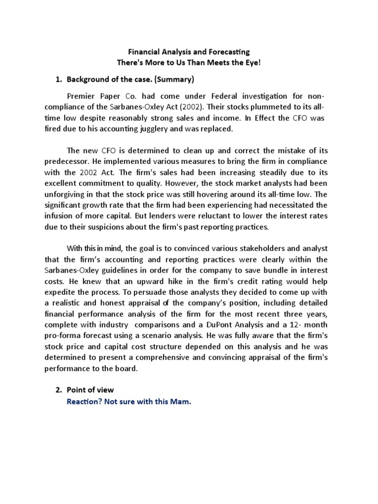 Case Analysis. There's More To Us Than Meets The Eye | PDF | Return On Equity | Leverage (Finance)