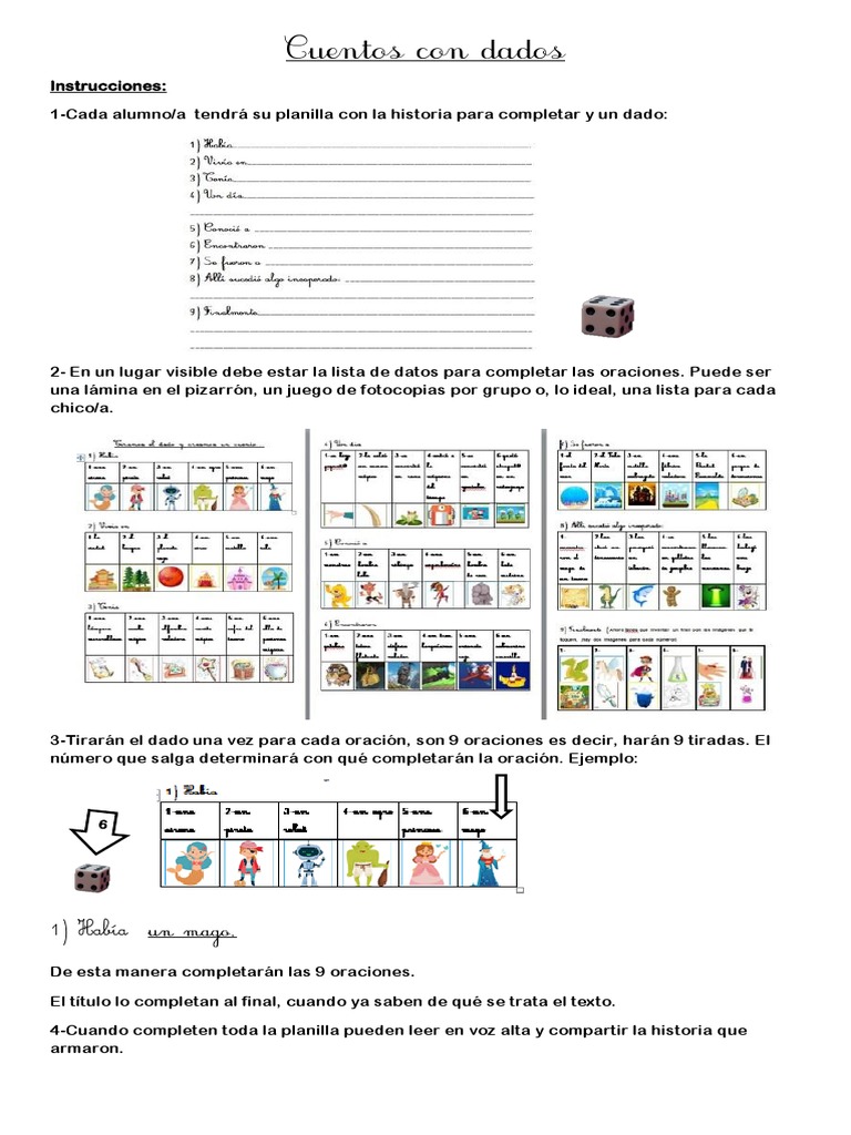 Cuentos Con Dados-Instrucciones | PDF