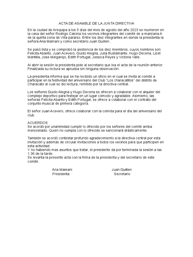 Actas Ejemplos | PDF | Gobierno