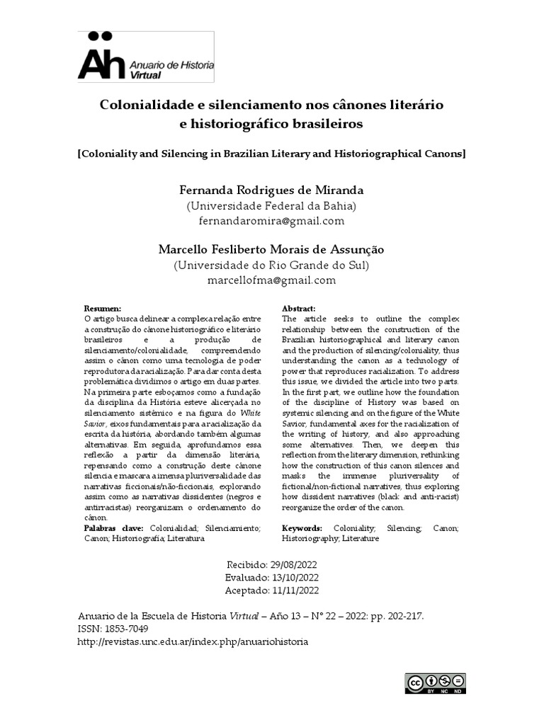 Colonialidade e Silenciamento Nos Canone | PDF | Historiografia | Tempo