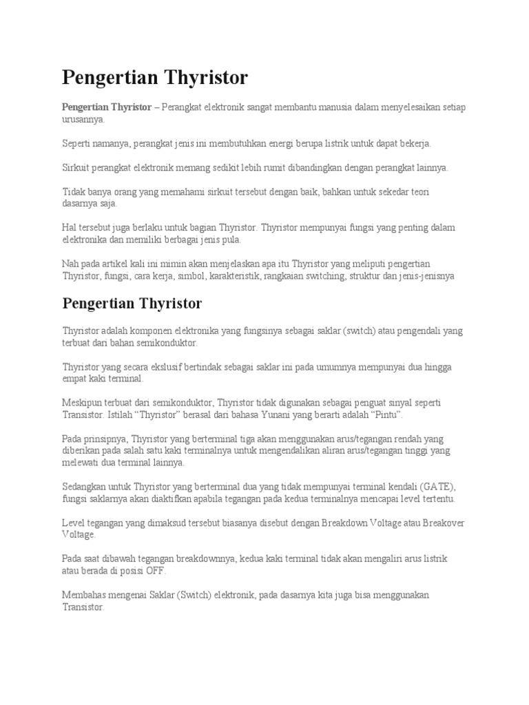 Pengertian Thyristor | PDF