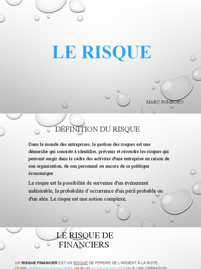 Présentation1 Marc | PDF | Risque financier | Économie