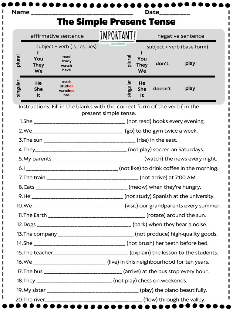Simple Present Tense Worksheet | PDF | Linguistic Typology | Syntax