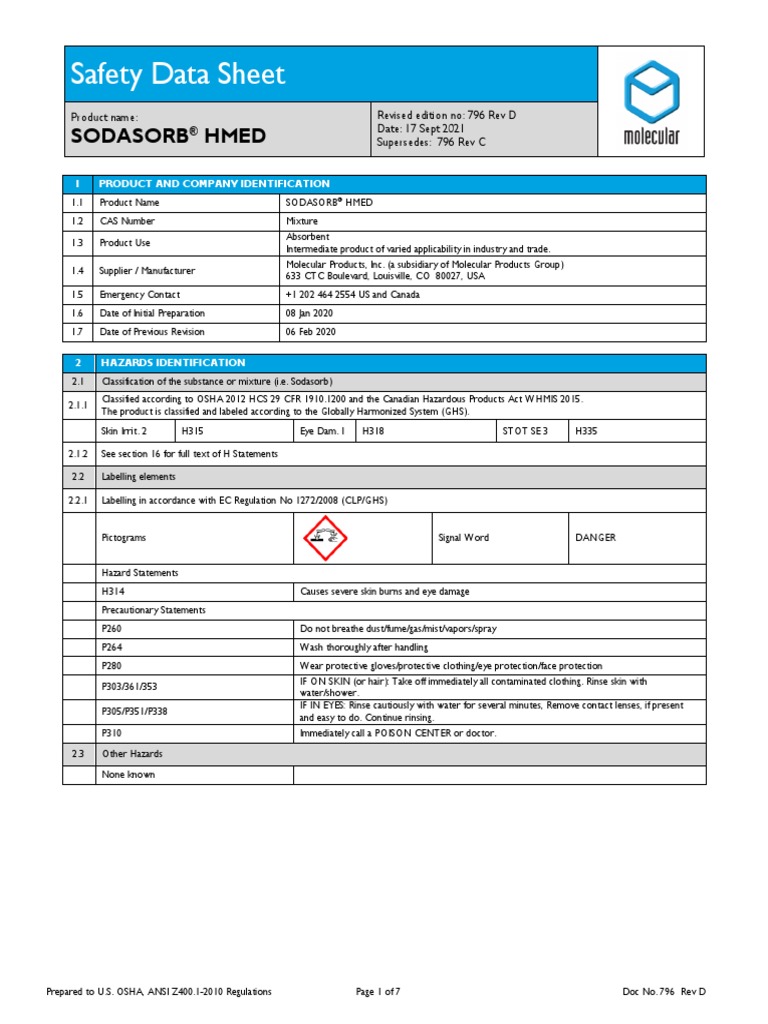 Sodasorb 5 L | Download Free PDF | Chemistry | Workplace
