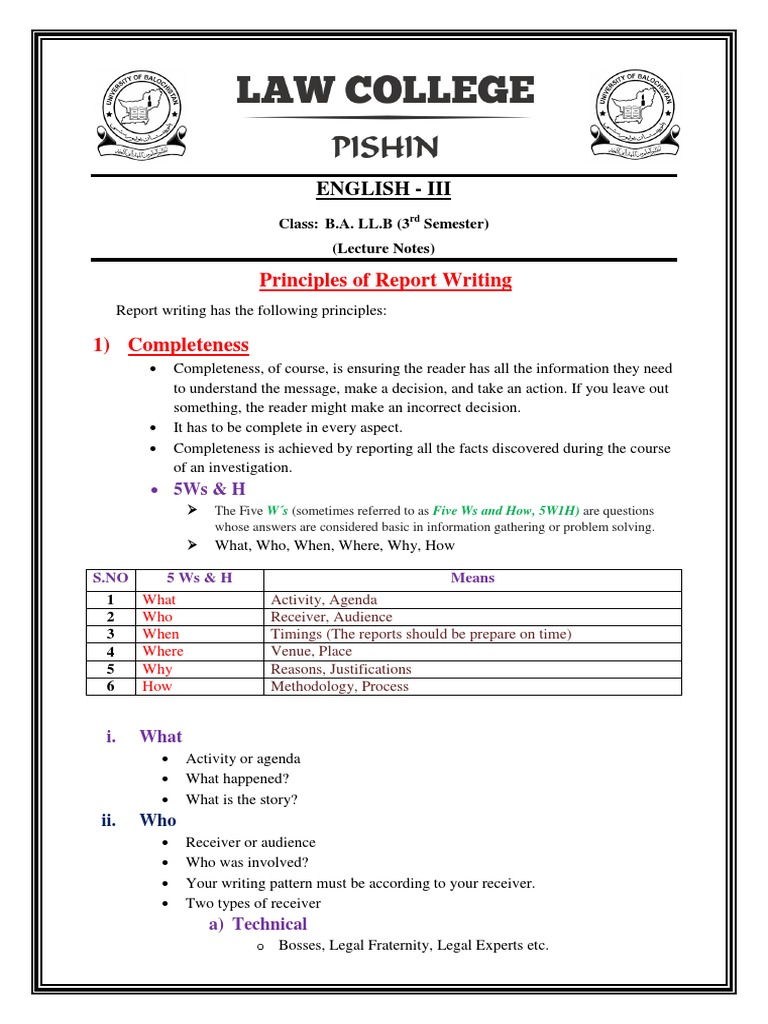 Principles of Report Writing | PDF